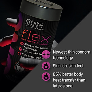 ONE® Flex™ Condoms︱Condoms Made with Graphene, The World's Thinnest & Strongest Material︱Ultra Thin, Flexible, Strong︱Nontoxic, Vegan, Non-GMO︱Pleasure-Enhancing Next Generation Condoms | 10 Count