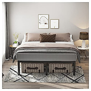MAF Queen Bed Frame Size 14 Inch Metal Heavy Duty Platform Bedframe with Steel Slats Support Noise Free Queen-Bed-Frame, No Box Spring Needed