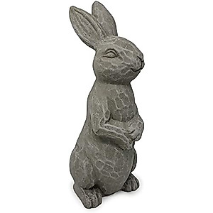 Elly Décor 14 Inch Tall Standing Sculpture for Your Patio & Yard, Outdoor Lawn décor, Cute Ceramic Figurine Garden Rabbit Bunny Statue, Gray Cement