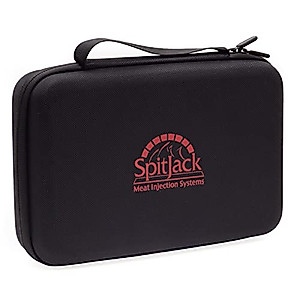 SpitJack Magnum Meat Injector Gun. Food Flavor Injection Syringe for Smoked BBQ Marinades and Meat Seasoning. 4 Needles for Pork Butt, Beef Brisket, Turkey Breast. Deluxe Hard Case. Made in The USA.