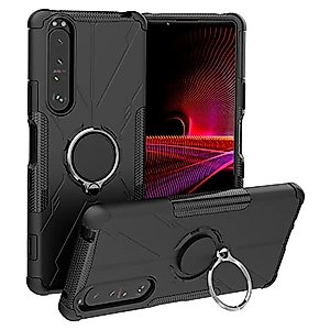 LiuShan Compatible with Sony Xperia 1 III case,360° Rotation Ring Holder KickstandMilitary Grade Shockproof Cover for Sony Xperia 1 III Smartphone（Not Applicable Sony Xperia 10,Black