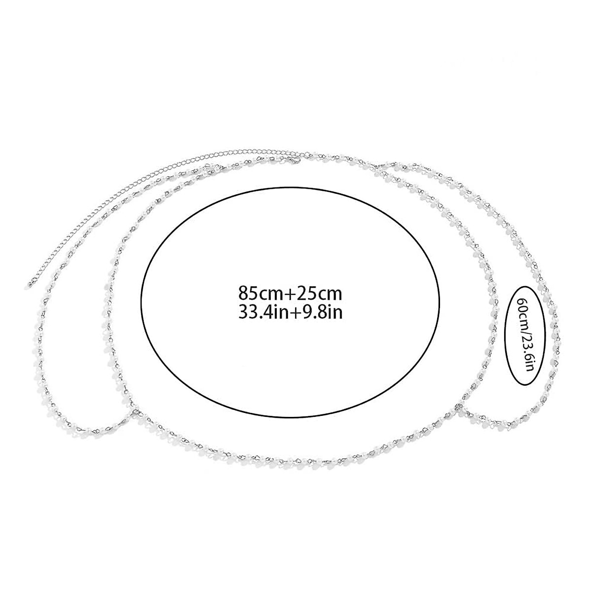 Missgrace Sexy Pearls Shiny Bra Statement Body Chain Jewelry Silver Gold Dainty Body Jewelry Layered Bikini Shoulder Chain Wedding Party Nightclub Body Accessories Jewelry for Women Bride (Silver)