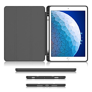 Soke for iPad Air 3 Case 2019 with Pencil Holder, Premium Smart Case, Strong Protection, Auto Sleep/Wake, Ultra Slim Soft TPU Back Cover for iPad Air 3rd Gen 2019/iPad Pro 10.5 2017(Black)
