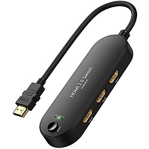 HDMI Switch 4K@60Hz, Vilcome 4K HDMI Splitter 3 in 1 Out, 3 Port Hdmi Switcher Box Supports UHD 3D HDR, Multi Port HDMI Hub Selector for Xbox PS3 4 5 TV Gaming Roku HDTV Fire Stick