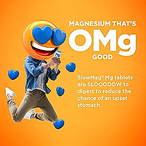 Slow-Mag Mg Muscle + Heart Magnesium Chloride with Calcium Supplement for Support of Heart, Muscles & Nervous System, 120 Count
