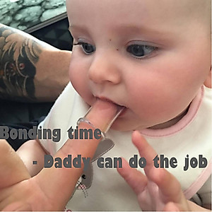 haakaa Silicone Baby Finger Toothbrush Set -360º Bristle for Baby Oral Gum Cleaning| Baby Teething Training| Newborn Oral Massager, BPA Free,2PK - 0m+Babies - Clear