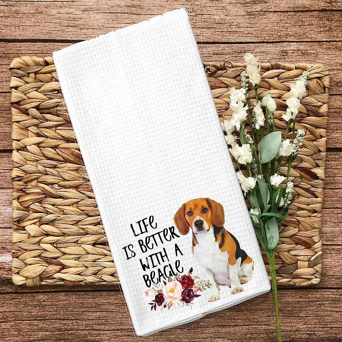 Life is Better with a Beagle Microfiber Kitchen Tea Bar Towel Gift for Animal Dog Lover