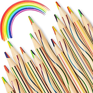 ThEast 30 Pieces Rainbow Colored Pencils, 4 Color in 1 Rainbow Pencils for Kids, Assorted Colors for Drawing Coloring Sketching Pencils For Drawing Stationery, Kids Gifts, Bulk, Pre-sharpened