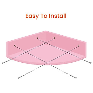 Homode Corner Shelf Wall Mount, Set of 3 Corner Floating Shelves with Cable Hole, 3 Tier Wood Corner Hanging Shelves, Living Room Bedroom Bathroom, Pink