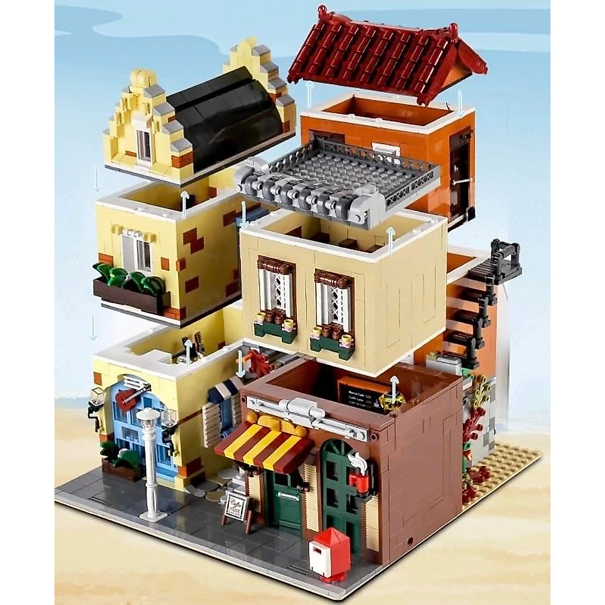 General Jim's Building Blocks Lighted Music Store Coffee Cafe Shop and Lounge Modular Building Blocks Bricks Set | Compatible with Lego City Sets