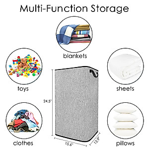 Large Laundry Hamper 84L, 24.5" Tall Collapsible Laundry Hamper with Sturdy Handles, Rectangular Dirty Clothes Hamper for Bathroom Bedroom, Durable Storage Basket for Clothes Toys (Bag Not Include)