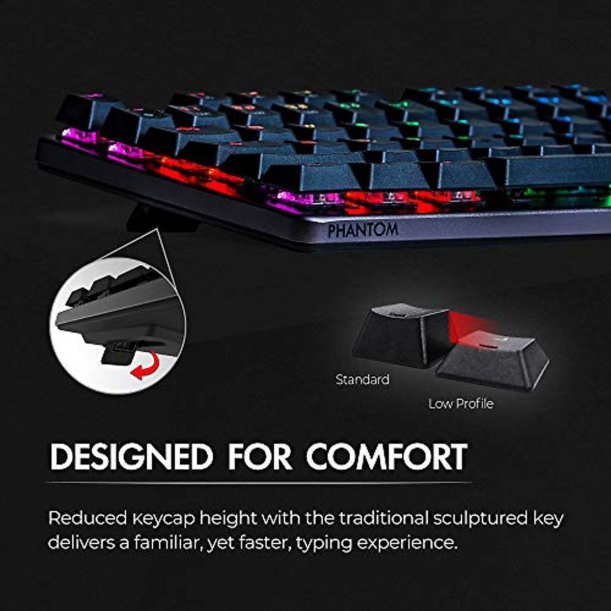 Tecware Phantom L, Low Profile Mechanical Keyboard, RGB LED, Outemu Blue Switch…