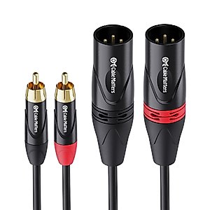 Cable Matters Dual RCA to XLR Unbalanced Interconnect Cable 10 ft, 2 RCA to XLR Male Cable (Dual XLR to RCA Cable) - 10 Feet