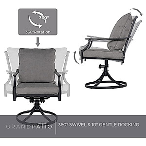 Grand patio 7-Piece Outdoor Dining Set for 6, Patio Dining Furniture Set for 6 Patio Swivel Dining Chairs with Olefin Cushions 1 Rectangular Dining Faux Woodgrain Table with Umbrella Hole, Grey