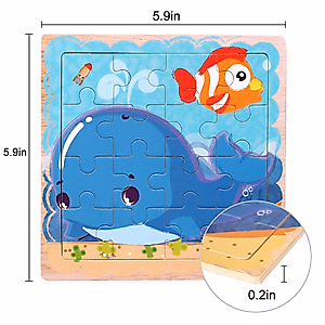 Puzzles for Kids for Ages 3-5, 16 Piece Wooden Jigsaw Puzzles for Toddler Children Learning Educational Toddler Puzzle Toys for Boys and Girls, 6 Pack Preschool Children Puzzles Set