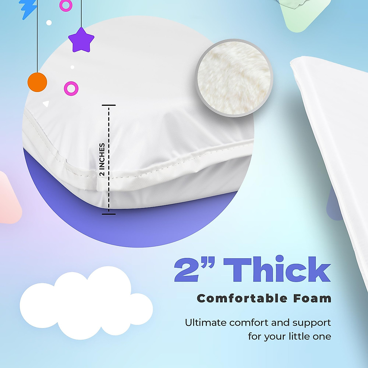 Custom Size 2" Thick Baby Mattress with Fitted Sheet - Waterproof Crib Mattress with Custom Size & Color Fitted Crib Sheet for Bassinet & Cradle