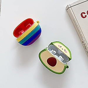 Vju Funny Shockproof Protective Case for Beats Studio Buds New 2021 Wireless Headphones Charging Box |Lovely Rainbow Cover with Anti-Lost Keychain Earphone Sleeve Bag