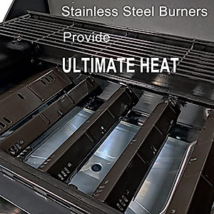 Uniflasy Grill Replacement Parts for Dyna-Glo DGH485CRP, DGH474CRP DGH450CRP, Grill Repair Kit for Dyna-Glo 3/4 Burner Grill, Porcelain Steel Grill Heat Plate, Burner Tube Grease Tray with Catch Pan