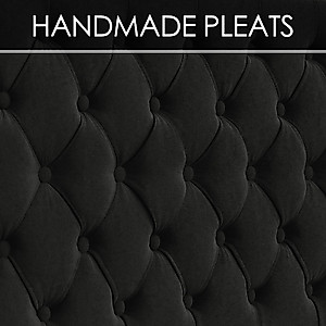 PaPaJet King Size Bed Frame 61.4" Tall Headboard Upholstered Velvet Platform Bed with Handmade Deep Button Tufted/No Box Spring Required/Black