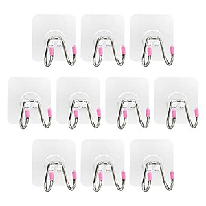 LIFKOME Wall Hooks for Hanging Heavy Duty Self Adhesive Hooks Waterproof Transparent Hooks Large Adhesive Hooks Sticky Wall Hooks Rustproof Stainless Steel Nail- Free Wall Hooks for Organization