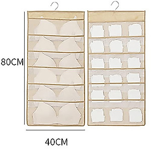 Bra Storage Hanging Bag with 24 Mesh Pockets Wardrobe Underwear Organizer Hanging Closet Shelf Wall Space Saver Dual Sided Hanging Storage Bag for Bra Socks Underwear Underpants