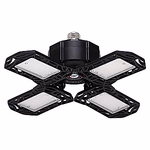 Garage Lights Ceiling LED, Deformable Garage LED Bulb Light 120W 12000 Lumen E26 with 4 Adjustable LED Panels for Shop Light Warehouse, Barn, Workshop and Yard (NO Motion Activated) (Aluminum(1 Pack))