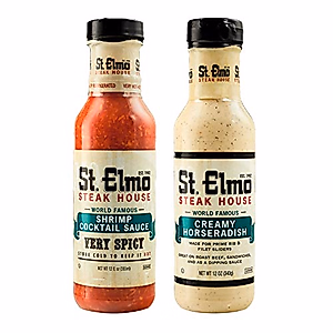 St Elmo Steak House Cocktail Sauce and Creamy Horseradish Bundle, Extra Spicy Combo for Steak and Seafood