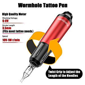 Wormhole Tattoo Machine Kit 20 Cartridge Needles Rotary Tattoo Machine Kit Complete Tattoo Gun Kit 10 Tatttoo Ink for Beginners & Tattoo Artist