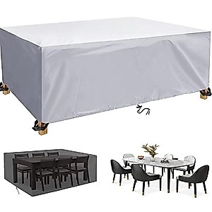 Garden Furniture Covers Waterproof, 80x63x63cm Silver Patio Set Covers Rectangular Cube Square Garden Table Cover Outdoor Sofa Cover 420D Oxford Fabric Rattan Furniture Cover Windproof