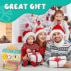 HELLOWOOD 17 for 1 Wooden Busy Board for Kids, Montessori Toys for 2 3 4 Years Old, Eduacational Activity Sensory Board, Multifunctinal Learning Toys for Toddlers Age 2-4, Fine Motor Skill