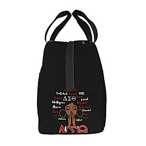 Delta-Sigma Lunch Bag Sorority Paraphernalia Gifts Reusable Lunch Box for Women Men Travel Work Hiking Black One Size