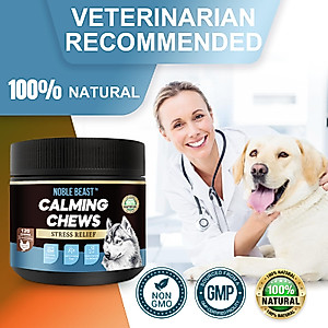 Noble Beast Dog Hemp Calming Chews for Dogs - Melatonin for Dogs - Dog Calming Treats - Motion Sickness for Dogs - All Natural - Soft Chews with Hemp and Melatonin - Chicken Flavor -120 Count