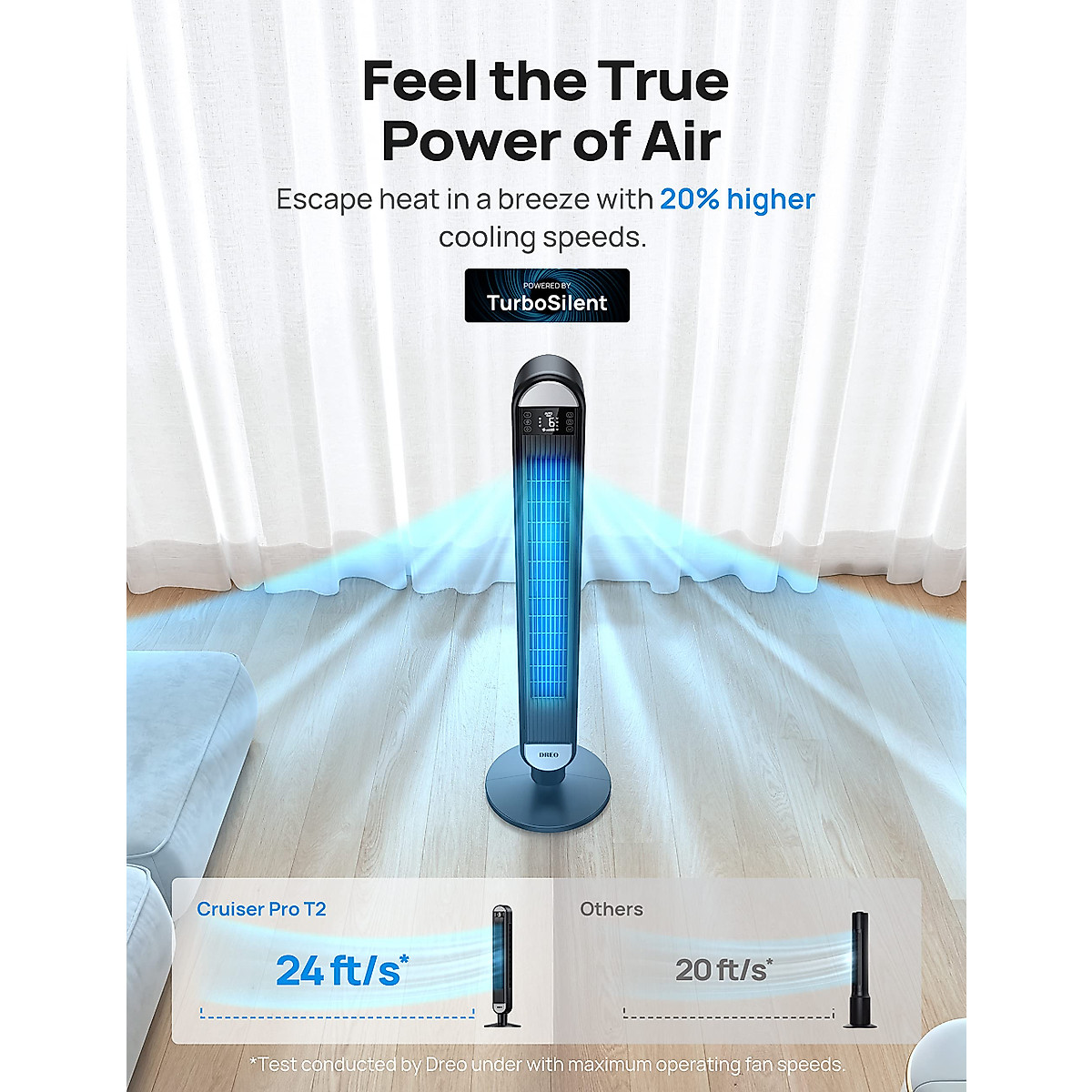 Dreo Tower Fans for Home, 42 Inch 90° Oscillating fan & Fans for Home Bedroom, Table Air Circulator Fan for Whole Room, 9 Inch, 70ft Strong Airflow, 2023 New Desk Fan for Office, Kitchen, Home