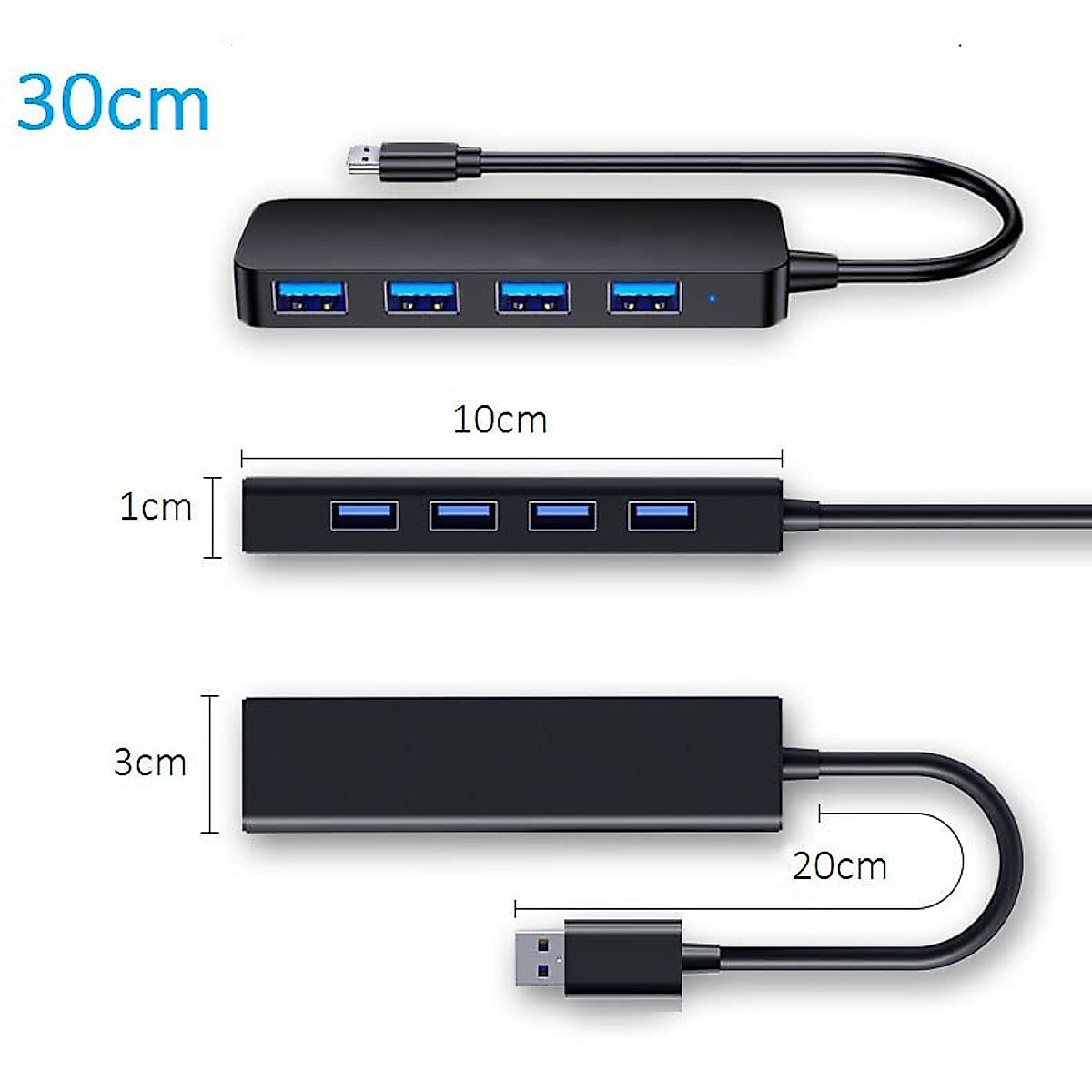USB C Hub, 4-Port USB 3.0 Hub 5Gbps High Speed Data Transfer, USB Splitter USB Expander for Laptop, Xbox, Flash Drive, HDD, Console, Printer, Camera, Keyborad, Mouse