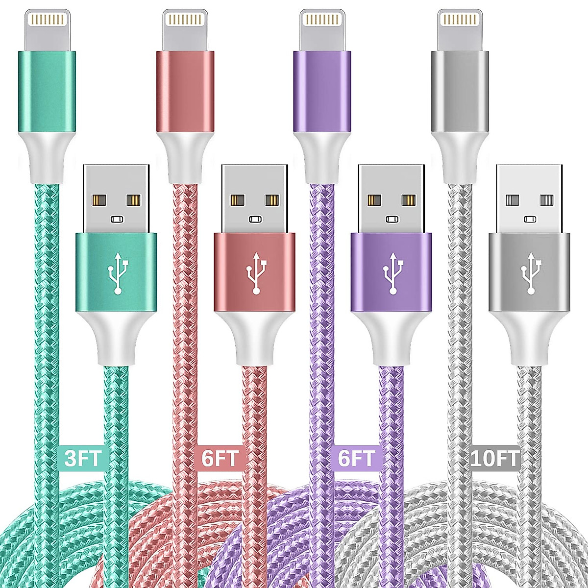 iPhone Charger,【Apple MFi Certifide】 4 Pack iPhone Cord iPhone Charging Cable Nylon Braided Compatible with iPhone 14 13 12 11 Pro Max Xs Xr 8 7