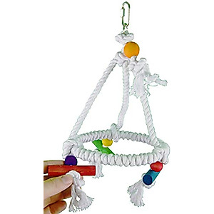 Bonka Bird Toys 1422 Rope Swing Pyramid Perch Toy Parrot Cage Perches Cages Parakeet Lovebird Conure Cockatiel Parakeets Swings Aviary Playground Ring Gym Supplies