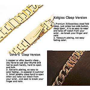 Kolgios 38/40/41mm Gold Cool Women Chain Metal Smartwatch Bands Compatible for Apple Watch Bands Series 8/7/6/SE/5/4 Adjustment Replacement Bracelet for Iwatch 8/7 Gift for Her
