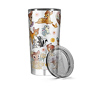 Stainless Steel Tumbler Insulated 20oz 30oz Bambi Wine Iced Tea Cup Cold Hot Coffee Tea Cup Hot Funny Travel Cups Travel Mug Coffee Cup Suit For Home Office Travel, White