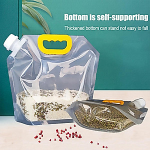 Grain Moisture-proof Sealed Bag, Reusable 10 pcs Transparent Grain Storage Suction Bags, Large Capacity Stand Up Sealed Odor-Resistant Packaging Bags for Multipurpose Food Storage, with Funnel (2.5L)