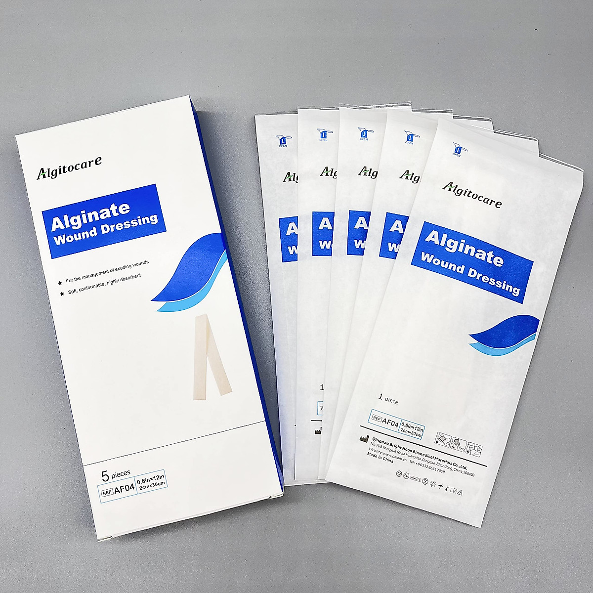 Algitocare Calcium Alginate Wound Dressing 2"x2" with 0.8"x12"