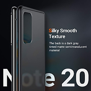 TORRAS Shockproof Designed for Galaxy Note 20 Case 6.7 Inch, [Military Grade Drop Tested] Translucent Matte Back with Soft Edge Slim Protective for Samsung Galaxy Note 20 Case (2020), Mystic Black