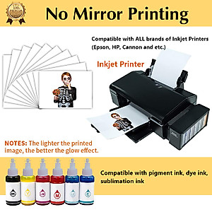 TransOurDream Heat Transfer Paper for Dark T Shirts (10 Sheets, 8.5x11'') GLOW IN THE DARK Iron on Transfers Paper Printable Heat Transfer Vinyl for Inkjet Printer