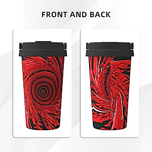 WANGXUEE Red Flower Vortex Spiral Print 500ml Stainless Steel Travel Tumbler Double Wall Vacuum Insulated Coffee Mug
