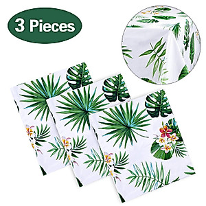 3 Pack Hawaiian Luau Tablecloths for Party Decoration, Hawaii Disposable Plastic Rectangular Table Covers, Aloha Tropical Palm Leaves Table Cloth, Summer Beach Kids Birthday Cocktail Party Supplies