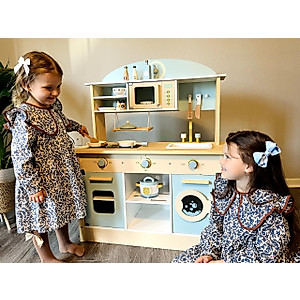 ROBUD Kids Kitchen Playset Wooden Kids Play Kitchen Set Pretend Play for Toddlers Boys Girls