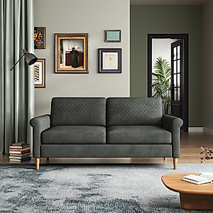 Vesgantti 65" Grey Loveseat, Comfy Small Couch, Mid Century Modern Decor Loveseat Sofa, Couches for Living Room, Small Couch for Bedroom, 2-Seat Sofa Living Room Furniture,No Tool Fast Assembly