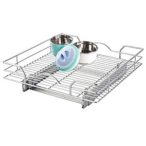 Pull Out Cabinet Organizer（14"W x 18"D x 5"H ), Heavy Duty Pull Out Shelves for Kitchen Cabinets, Chrome Finish