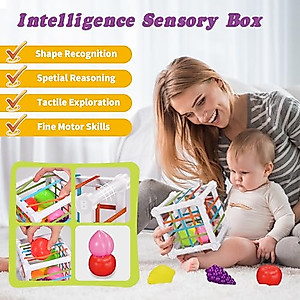 Hamiface 5 in 1 Baby Montessori Toys Set 6 Months and Up Toddler Toys Including Baby Blocks, Pull String Toy, Soft Stacking Rings, Sensory Toys for 1 2 3 4 5 6 Year Old Boys Girls