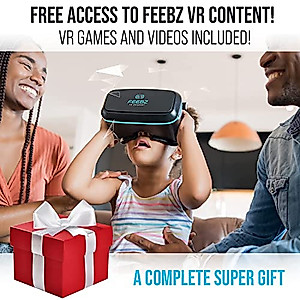 VR Headset for Android Phone - with Built-in Action Button | Virtual Reality Goggles for 4.7”-6.5” Cellphone - Best Set Glasses | Gift for Kids and Adults for Experiencing VR - Light Blue