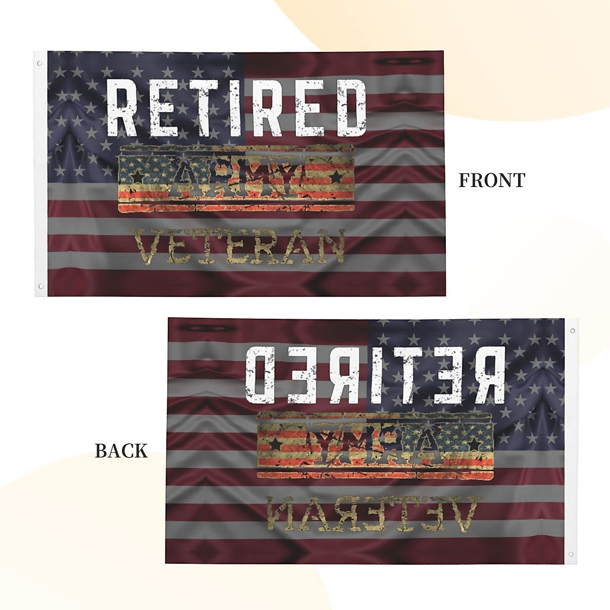 Army Retired Flag Flag 3x5 Feet Double-Sided Outdoor Decoration
